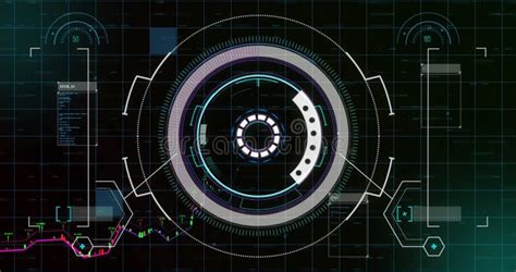 Animation Of Scope Scanning Over Speed Meters And Data Processing Stock