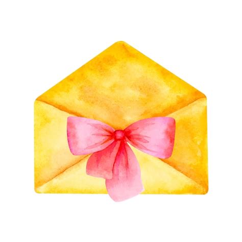 Premium Vector Watercolor Illustration Of Rectangular Envelope With A