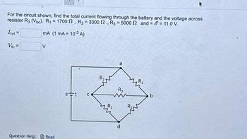 Answered: For the circuit shown, find the total current flowing through the battery and the ...