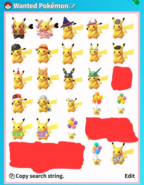 Lf Costume Pikachus List What You Want For Each In The Replies Can Fly R Pokemongotrade