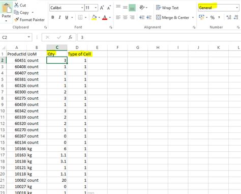 C The Excel Cell Type Is Numeric But Still It Appears As General