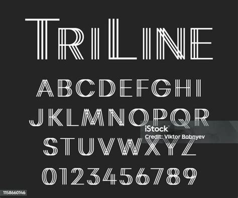 줄 글꼴 템플릿입니다 문자와 숫자 선형 현대 벡터 디자인 0명에 대한 스톡 벡터 아트 및 기타 이미지 0명 날씬한 단일