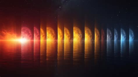 Phases Of The Solar Eclipse In Smooth Gradient Transitions Across The Horizon Stock Illustration