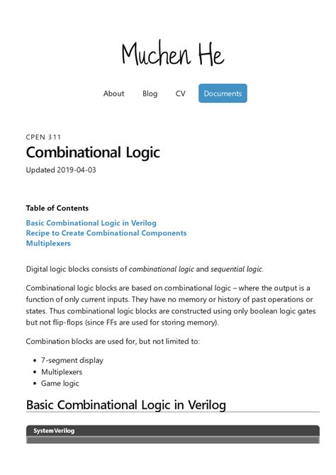 combinational logic used in computer engineering docsity