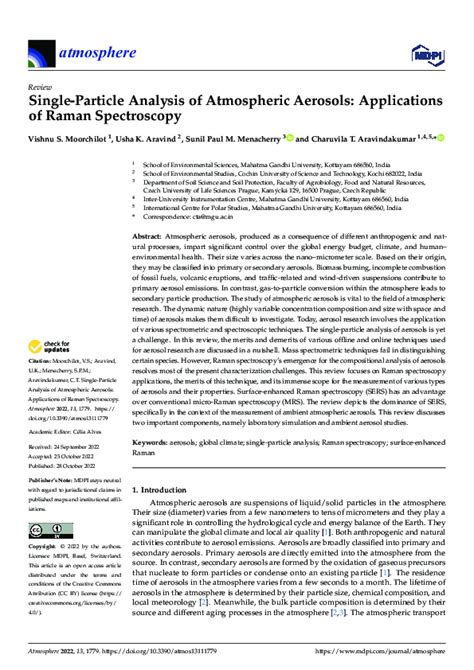 Pdf Single Particle Analysis Of Atmospheric Aerosols Applications Of Raman Spectroscopy