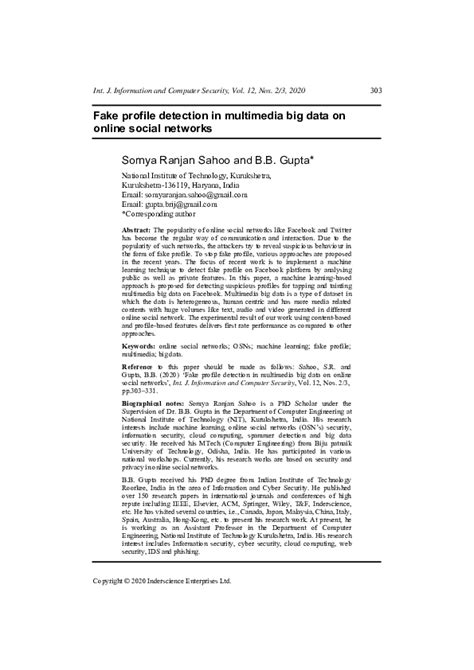 Pdf Fake Profile Detection In Multimedia Big Data On Online Social Networks