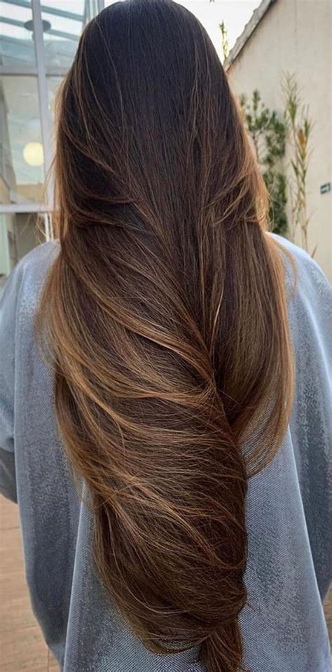 Brunette Brown Hair Colours Hairstyles Caramel Balayage Waterfall