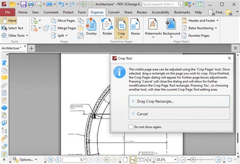 PDF XChange Editor V9 User Manual Tabs Guide Organize Tab Crop