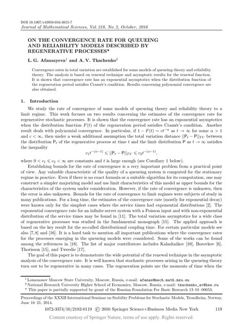 On The Convergence Rate For Queueing And Reliability Models Described