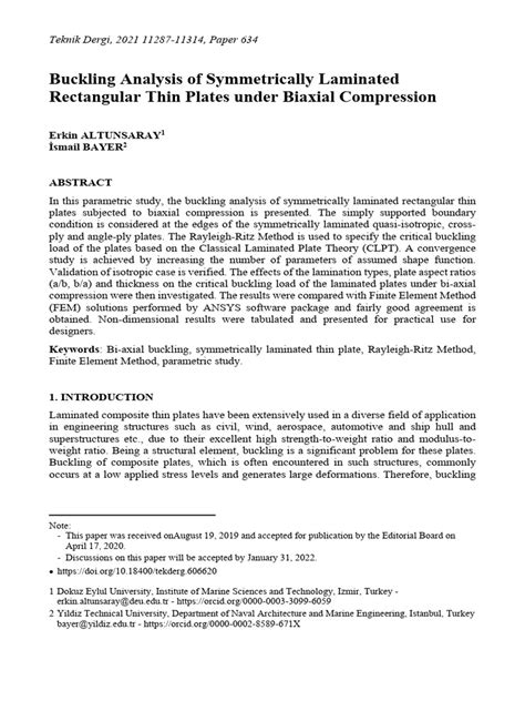 Buckling Analysis Of Symmetrically Laminated Rectangular Thin Plates