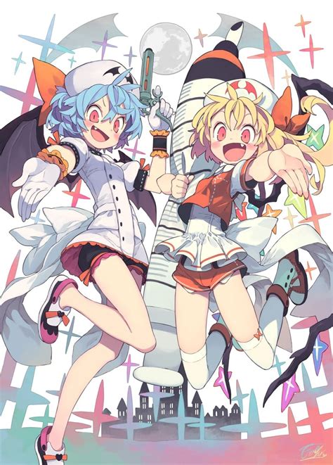 Remilia Scarlet And Flandre Scarlet Touhou Drawn By Morino Hon Danbooru