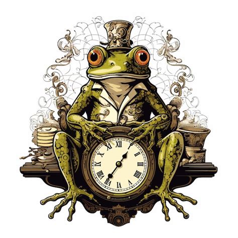 Vector Illustration Of Frog Sitting On Clock Premium Ai Generated Vector