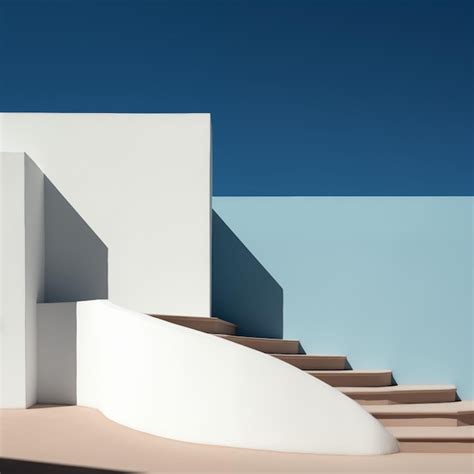 Minimalist Architecture And Blue Sky Premium Ai Generated Image