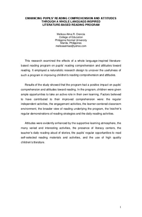 Pdf Enhancing Pupils Reading Comprehension And Attitudes Through A