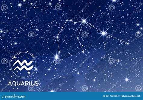 Aquarius Constellation In The Blue Night Sky Zodiac Sign Card Horoscope Modern Astrology