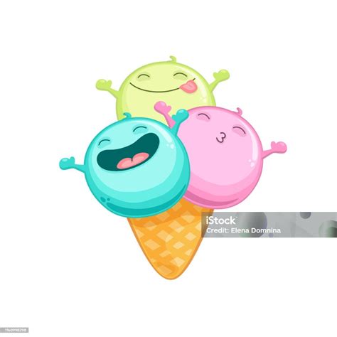 와플 콘만화 아이스크림 공 캐릭터 흰색 배경에 격리 된 귀여운 벡터 그림입니다 0명에 대한 스톡 벡터 아트 및 기타 이미지 0명 개체 그룹 거품 내기 Istock