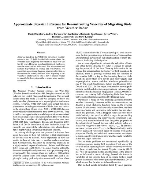 Pdf Approximate Bayesian Inference For Reconstructing Velocities Of