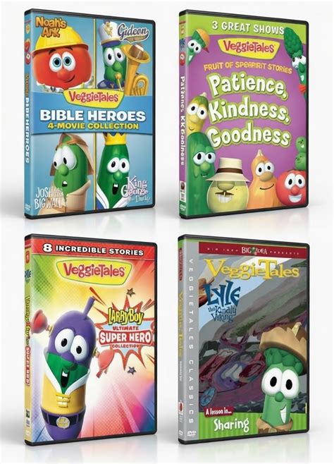 Veggietales 4 Pack Dvd Bundle Bible Heroes 4 Movie