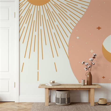 Yin Yang Blush Sun And Moon Wallpaper Happywall