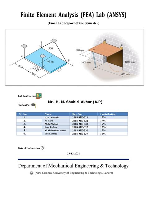Lab Manual Of Fea Finite Element Analysis Fea Lab Ansys Final
