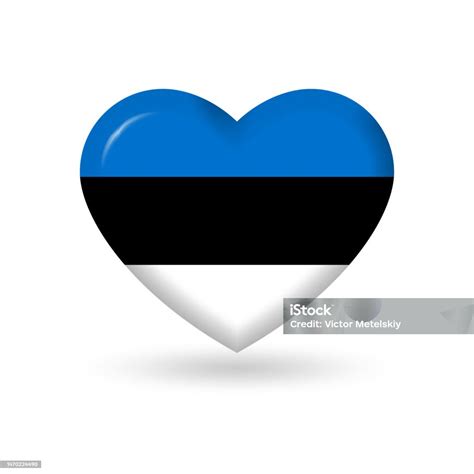 에스토니아 심장 플래그 3d 아이콘 배지 또는 버튼입니다 에스토니아 국가 상징입니다 벡터 그림입니다 3d 렌더에 대한 스톡 벡터