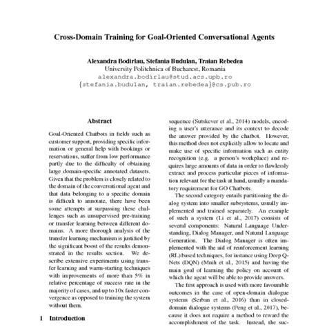 Cross Domain Training For Goal Oriented Conversational Agents Acl