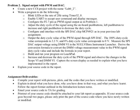 Problem 2 Signal Output With Pwm And Dac Create A
