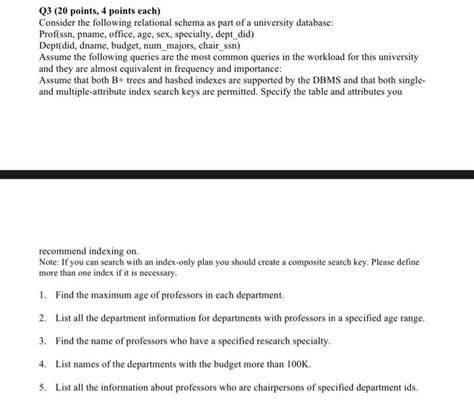 q3 20 points 4 points each consider the following
