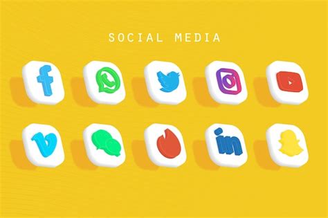 Premium Vector 3d Social Media Logo Set
