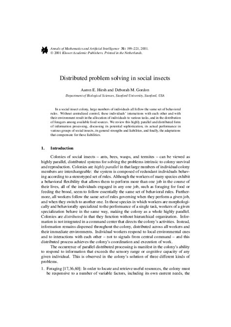 pdf distributed problem solving in social insects