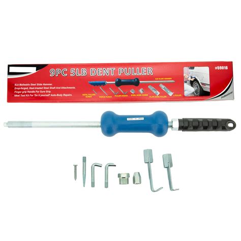 9pc Auto Body Dent Puller With 5lb Slide Hammer
