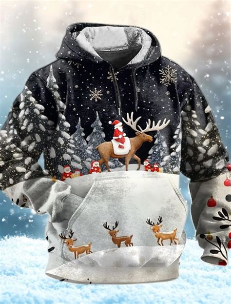 Santa Claus Men S Fashion 3d Print Hoodie Holiday Streetwear Christmas
