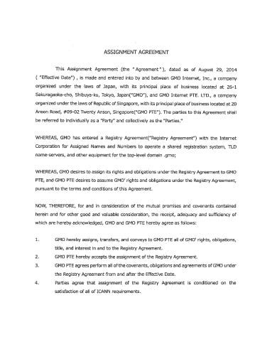 15 Assignment Agreement Templates Pdf