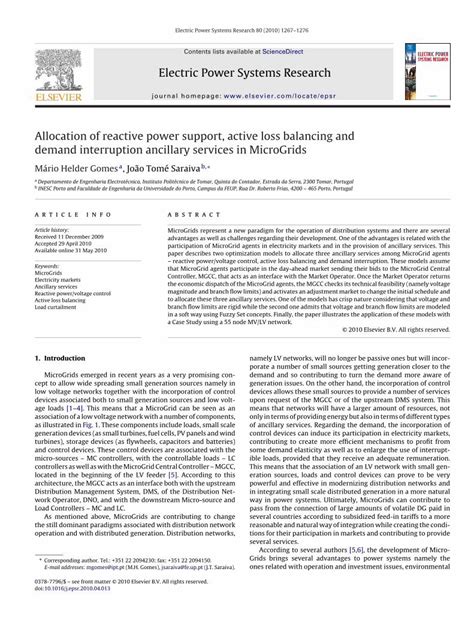 Pdf Allocation Of Reactive Power Support Active Loss Balancing And