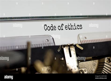 Text Code Of Ethics Typed On Retro Typewriter Business Concept Beautiful Background Copy