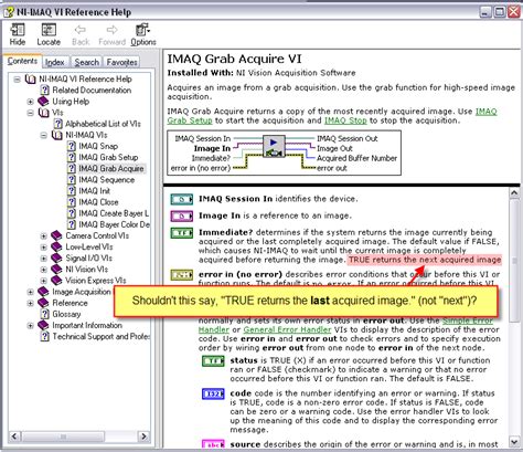 Solved Bug Documentation For Immediate Argument Of Imaq Grab