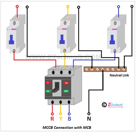 Mcb Connection Diagram With Mccb And Wiring Procedure Etechnog