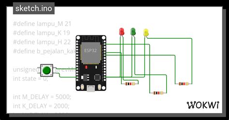 Lampu Lalu Lintas Dengan Tombol Pejalan Kaki Wokwi Esp32 Stm32