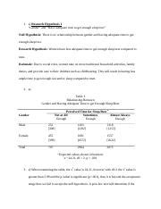 Assignment 3 REC 371 Docx 1 A Research Hypothesis 1 Gender And Have Adequate Time To Get