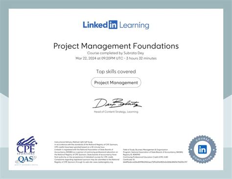 subrata dey on linkedin certificate of completion