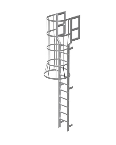 30 Aluminum Fixed Ladder With Safety Cage Top Exit Best Design Available Aluminum Caged