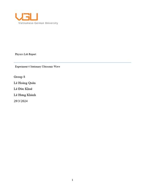 Experiment 4 Stationary Ultrasonic Waves Pdf Waves Wavelength