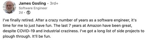 The 69 Year Old Father Of Java Finally Retired He Actually Experienced