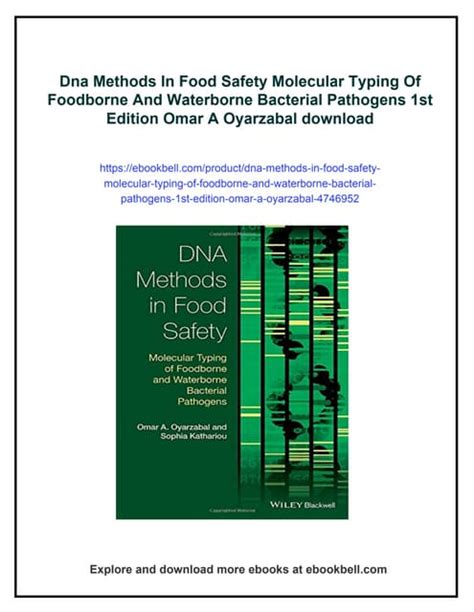 Dna Methods In Food Safety Molecular Typing Of Foodborne And Waterborne Bacterial Pathogens 1st