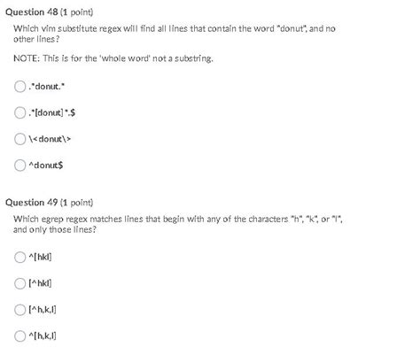 Solved Question 48 1 Point Which Vim Substitute Regex Will