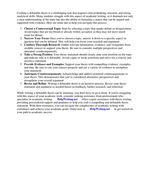 How To Write A Debatable Thesis Pdf Essays Thesis