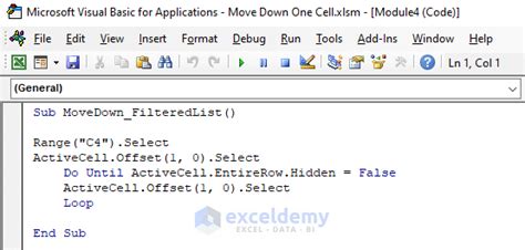 How To Move One Cell Down Using Excel Vba 4 Methods