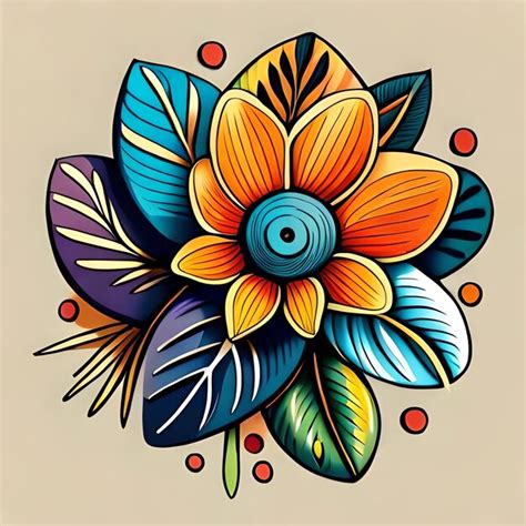Premium AI Image A Drawing Of A Flower With A Red Circle On The Bottom
