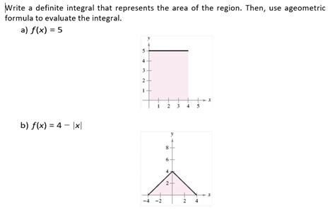 Solved Write A Definite Integral That Represents The Area Of Chegg Com