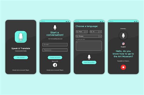 Free Vector Voice Translator App Interface